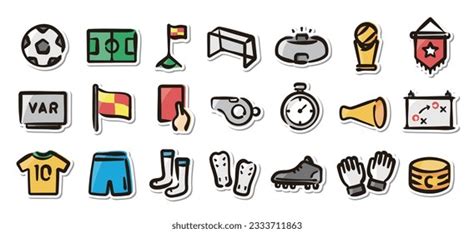 그림이 있는 축구 스티커 빠르고 사용하기 스톡 벡터로열티 프리 2333711863 Shutterstock