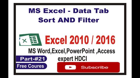 Ms Excel Data Tab Sort And Filter In Hindi Youtube