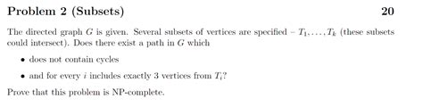 Problem Subsets The Directed Graph G Is Given Chegg