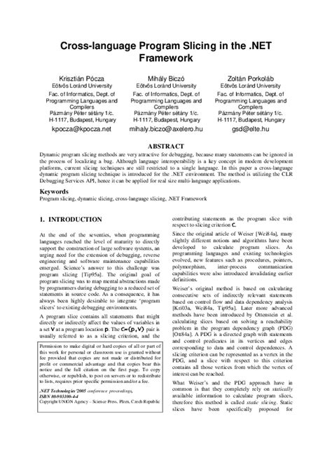 pdf cross language program slicing in the framework