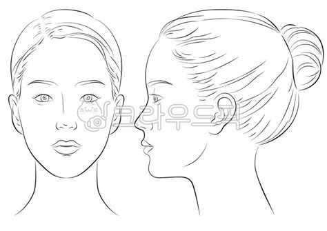 여자앞모습 여자옆모습 여자일러스트 여자얼굴 동양인 사진 이미지 일러스트 캘리그라피 구래구래작가