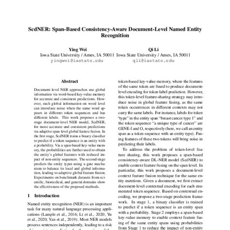 ScdNER Span Based Consistency Aware Document Level Named Entity
