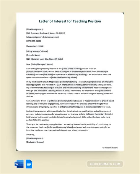 Letter Of Interest Templates And Samples