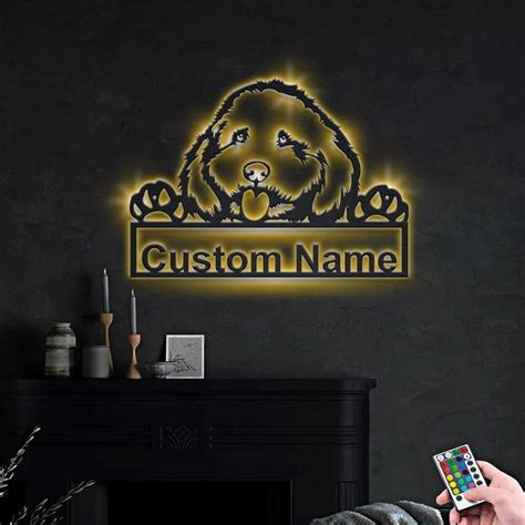 Custom Cockapoo Dog Metal Sign Led Lights Cockapoo Sign Dog Lover Gi