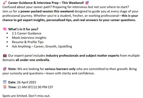 Career Guidance And Interview Prep By Coe With Akreeti Gupta