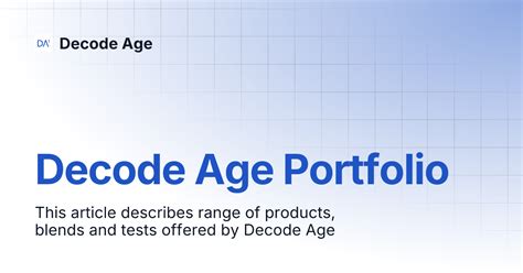 Decode Age Portfolio Decode Age