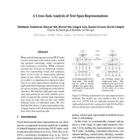 A Cross Task Analysis Of Text Span Representations Acl Anthology