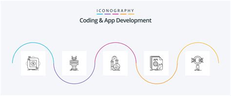Coding And App Development Line 5 Icon Pack Including App Bot Science