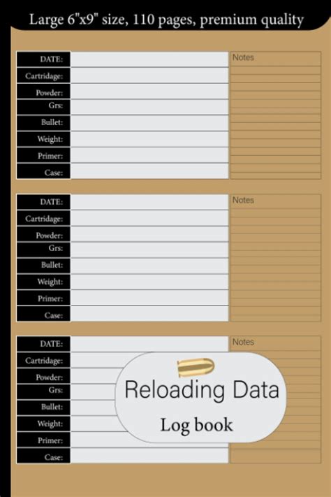 reloading data log book reloading data journal log book for reloaders