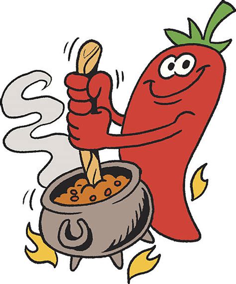 Best Chili Cooking Pan Cooking Fire Illustrations Royalty Free Vector