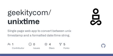 GitHub Geekitycom Unixtime Single Page Web App To Convert Between Unix Timestamp And A