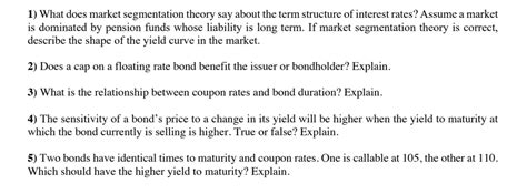 Solved 1 What Does Market Segmentation Theory Say About The