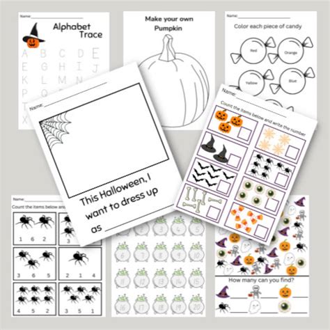 Printable Halloween Worksheets Bundle Homeschool School Preschool
