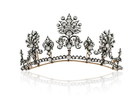 Victorian Diamond Tiara Old Cut Diamonds Silver And Gold Circa 1860
