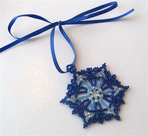 Royal Christmas Beaded Snowflake Ornament Etsy Beaded Snowflakes