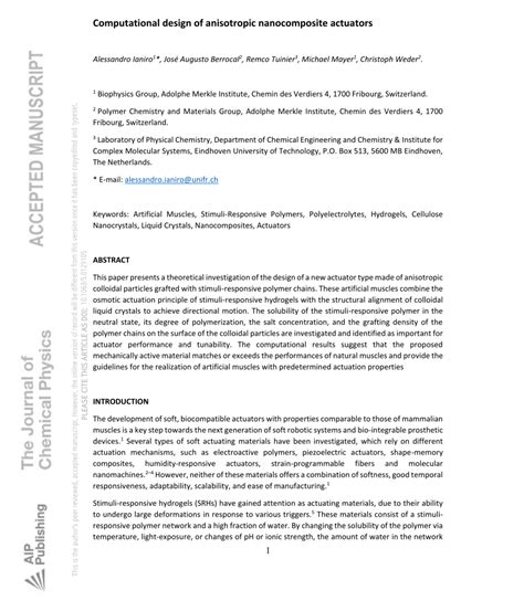 Pdf Computational Design Of Anisotropic Nanocomposite Actuators
