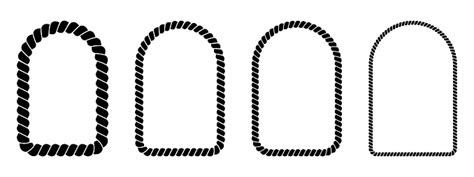 아치 로프 프레임 세트 코드 또는 실 꼬기 또는 황마 아치 통로 테두리는 흰색 배경에 고립되어 있습니다 해양 또는 항해 테마의 사진이나 거울을 위한 비네트 벡터 그래픽