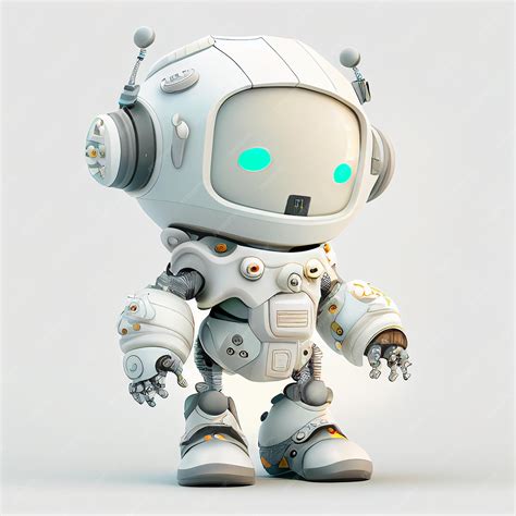 제너레이티브 Ai 기술로 생성된 고립된 배경의 작은 로봇의 캐릭터 디자인 프리미엄 사진