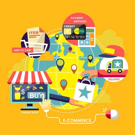 E Commerce Process Concepts In Flat Design Stock Vector Illustration