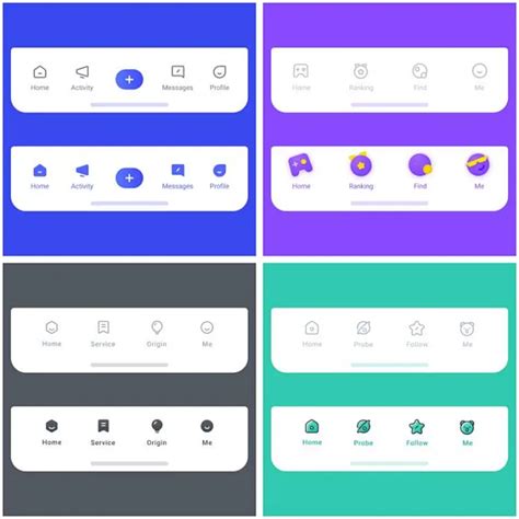 手机移动端小程序app底部导航菜单图标icon按钮psd设计素材模板 淘宝网 花瓣网