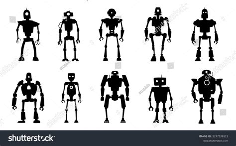 robot silhouette vector collections cute robot silhouette vector