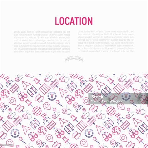 얇은 선 아이콘 위치 개념 핀 포인터 방향 경로 나침반 벽 바늘 커서 네비게이션 Gps 쌍안경 현대 벡터 일러스트 레이 션 배너 웹 페이지 인쇄 미디어 가까운에 대한 스톡