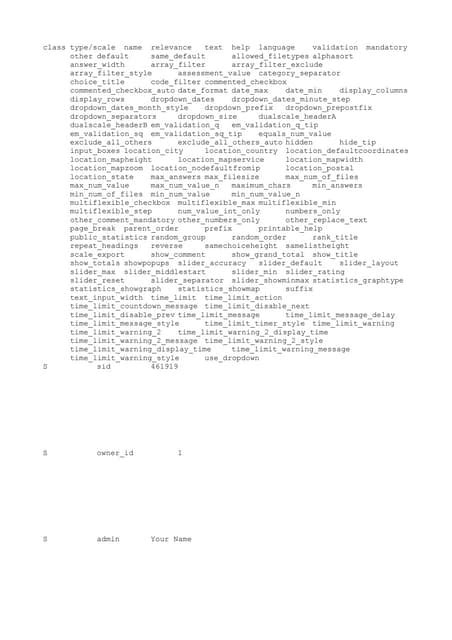 Limesurvey Survey Reports Pdf