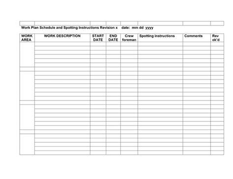 Work Plan Template Sample In Word And Pdf Formats Page Of