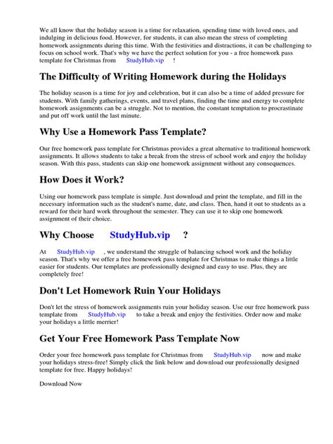Free Homework Pass Template Christmas Pdf Safari Web Browser