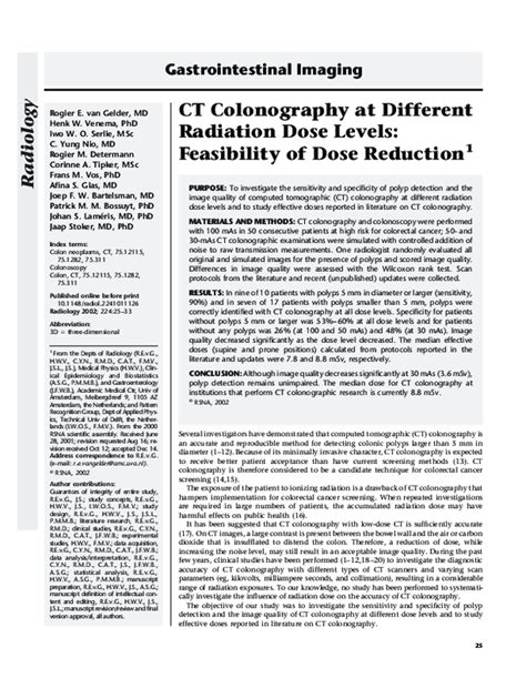 Pdf Ct Colonography At Different Radiation Dose Levels Feasibility Of Dose Reduction1