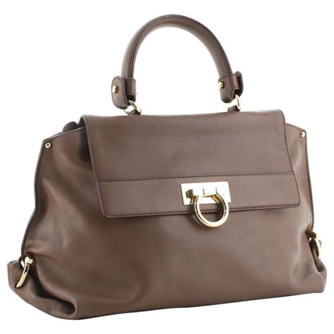 Salvatore Ferragamo Sofia Satchel Smooth Leather Medium Brown At 1stdibs