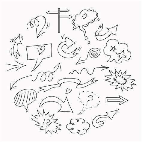 Premium Vector Vector Doodle Elements Set Black On A White Background Arrows Heart Items For