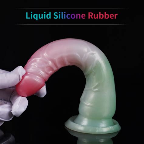 Curved Silicone Dildo With Suction Base Flexible Realistic Texture