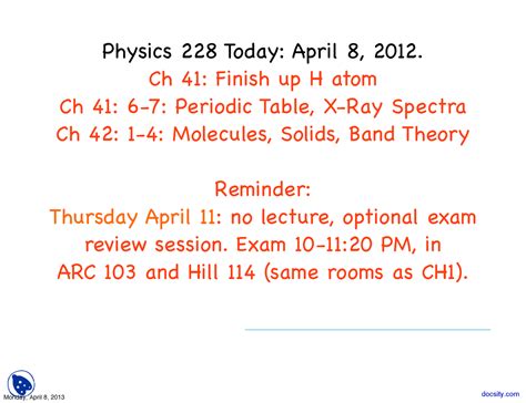 Periodic Table X Ray Spectra Optics And Modern Physics Lecture