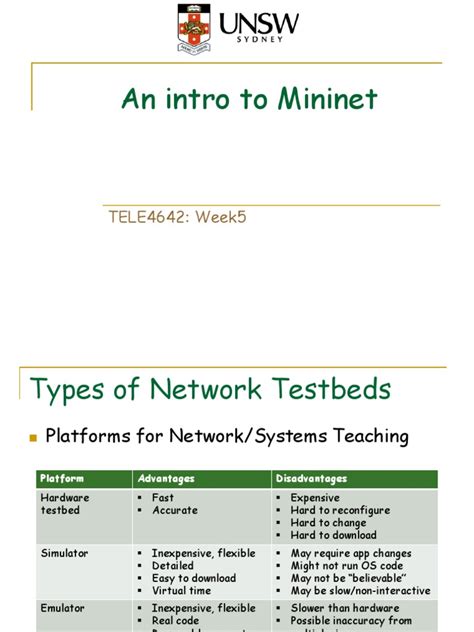 An Intro To Mininet Tele4642 Week5 Pdf Network Topology
