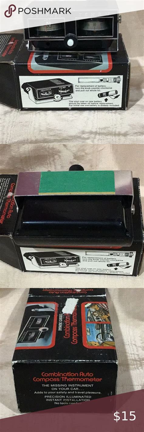 Vintage Combination Auto Compass And Thermometer