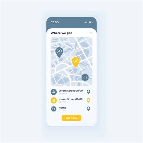 Gps Navigation App Interface Vector Template Stock Vector By Bsd Studio