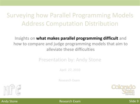 Ppt Surveying How Parallel Programming Models Address Computation Distribution Powerpoint