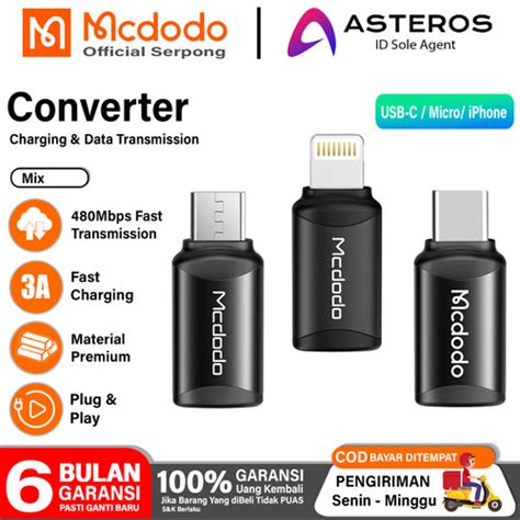 Jual MCDODO Adapter Converter Charger Micro USB Type C Lightning IPhone IPhone To USB C