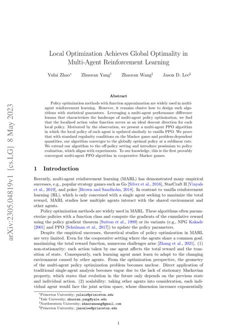 Local Optimization Achieves Global Optimality In Multi Agent