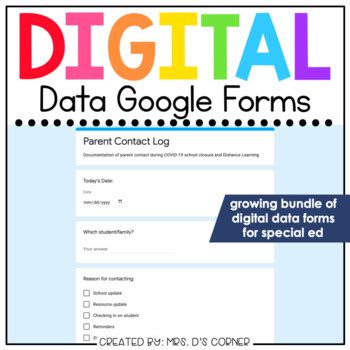 Digital IEP Data Forms For Special Education Digital Google IEP Data Forms