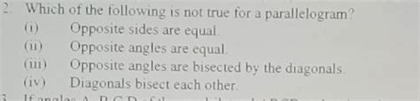 Which Of The Following Is Not True For A Parallelogram Filo