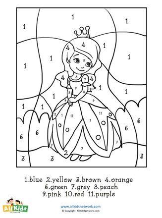 Princess Color By Numbers Disney Princess Colors Coloring Pages