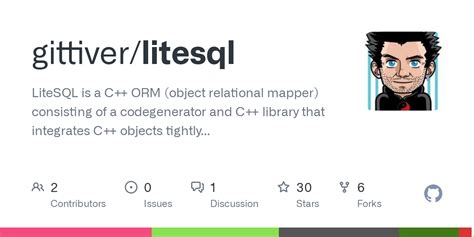 Github Gittiver Litesql Litesql Is A C Orm Object Relational Mapper Consisting Of A