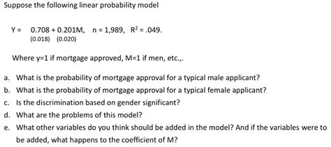 Solved Suppose The Following Linear Probability Model Chegg
