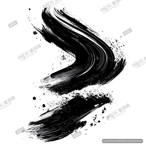 Ai创作图黑色 墨迹 笔触 艺术 效果 线条 飞溅 纹理 水墨 抽象 图形 画面 创意 元素 图案 昵图网