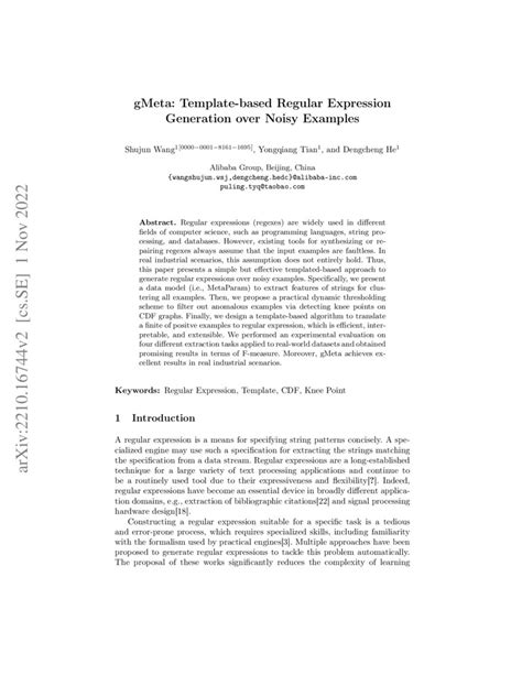 Gmeta Template Based Regular Expression Generation Over Noisy Examples Deepai