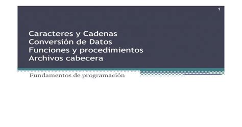 Caracteres Y Cadenas Conversión De Datos Funciones Y