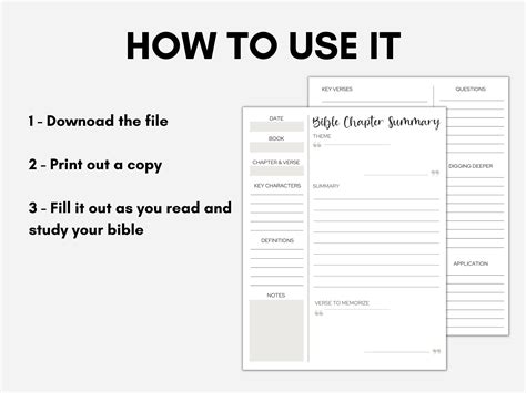 Bible Chapter Summary Template Printable Bible Chapter Etsy