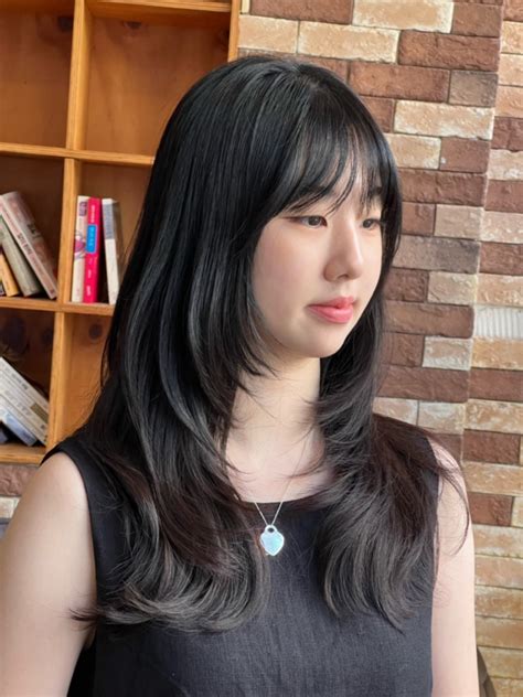 미디움 레이어드c컬펌 앞머리뱅 긴머리 레이어드컷 부산미용실 서면 박화헤어스튜디오 네이버 블로그